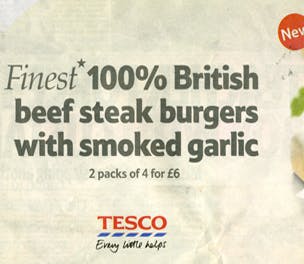 Tesco pushes “100 per cent British steak burgers”