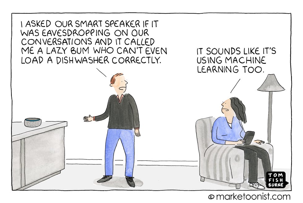 Marketoonist on smart speakers and voice-driven AI