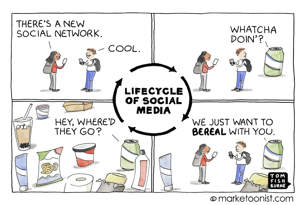 Marketoonist on the lifecycle of social media
