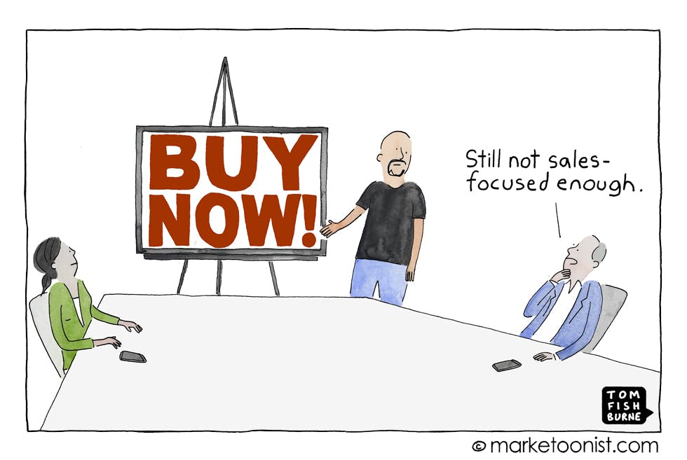 Marketoonist on sales-focused advertising